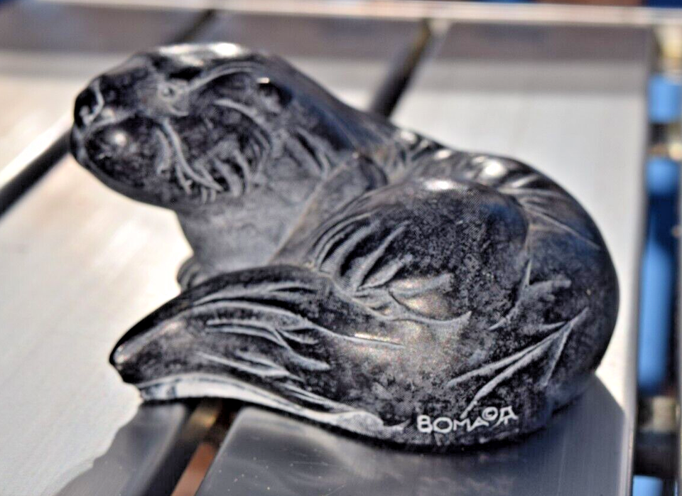 Vintage BOMA Sea Otter RESIN Soap Stone Carving Sculpture Figure Made ...