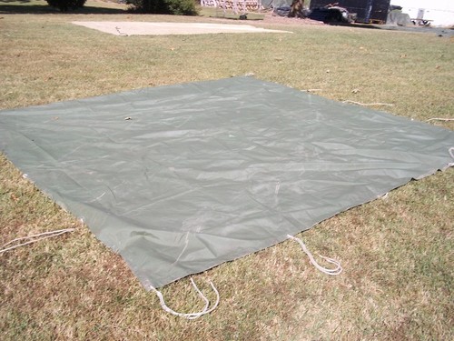 MILITARY SURPLUS AMMO TARP 12 x12 HAY EQUIPMENT COVER TENT FLOOR TRUCK ...