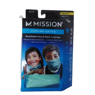 Mission Cooling Neck Gaiter Face and Neck Covering Teal Youth (ages 5 ...