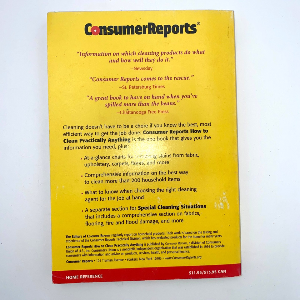 Consumer Reports Book How to Clean Practically Anything Paperback | eBay
