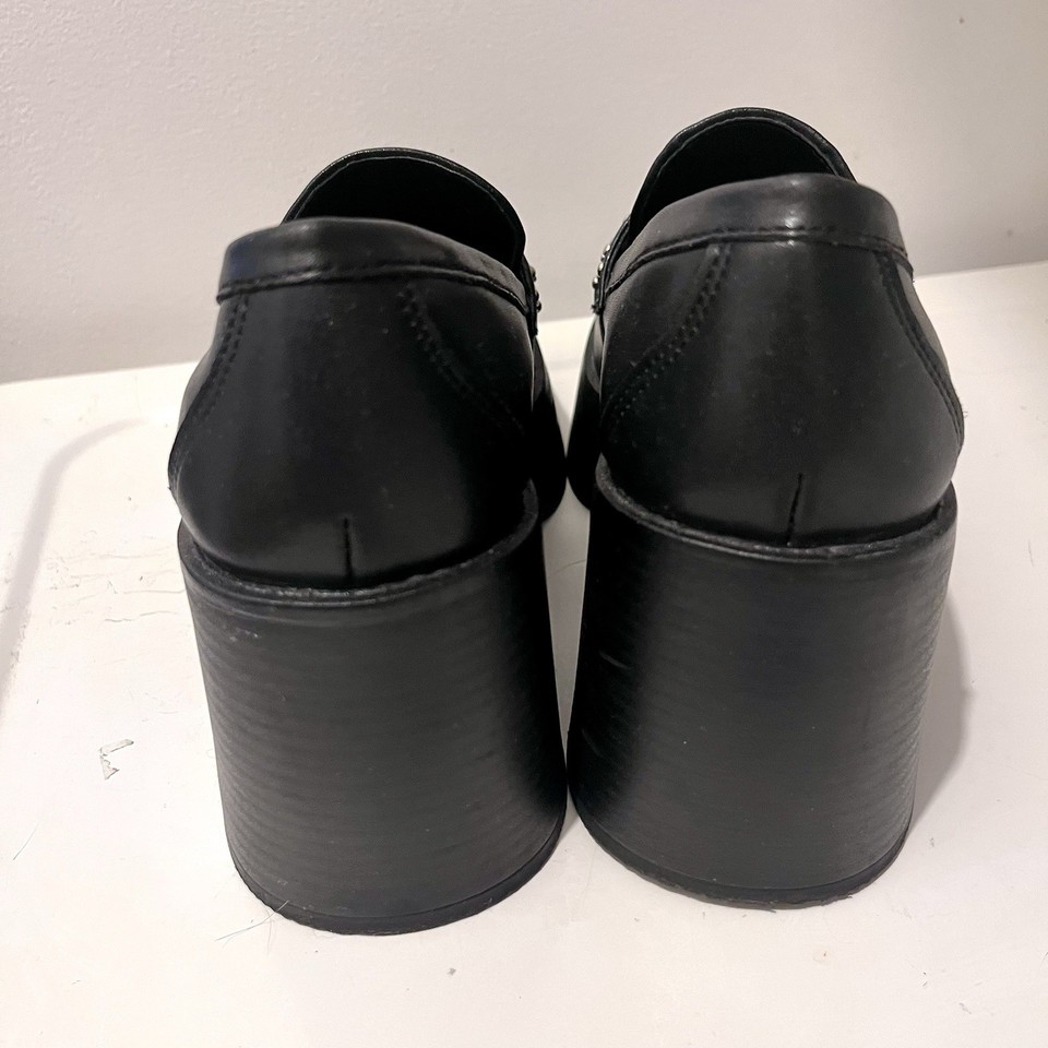 Design Concept Studio 9 Shoes Chunky Black Leather Platform Loafer Goth ...