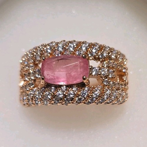 Resort Wear Lab-Created Pink Topaz Cocktail Ring Rose Gold Plated ...
