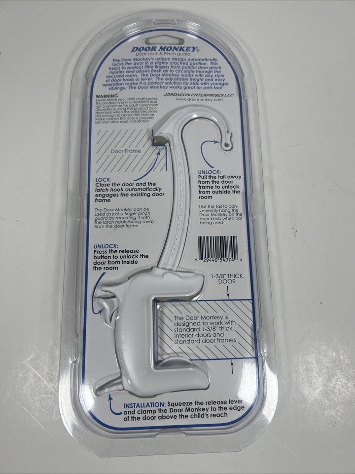 Door Monkey Door Lock & Pinch Guard Easy To Install & Operate | eBay