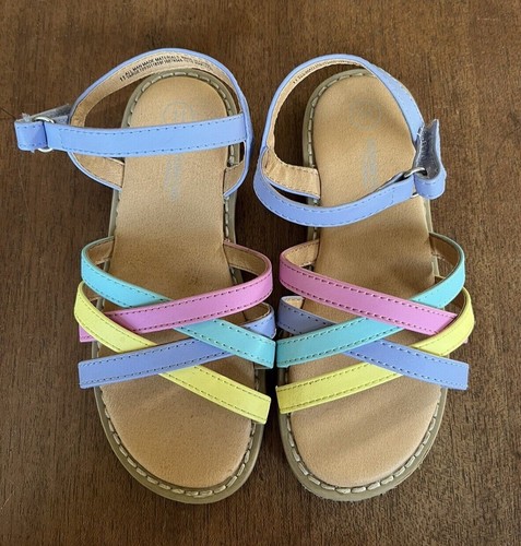 GUC Genuine Kids Girls Size 11 Sandals with Strap Pastel Multiple ...