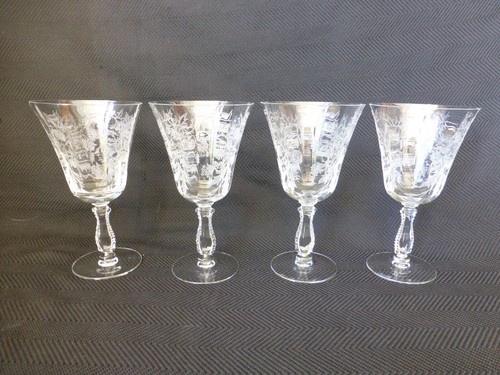 Four Elegant Glass Fostoria Heather Pattern Low Water Goblets 6 1/2" | eBay