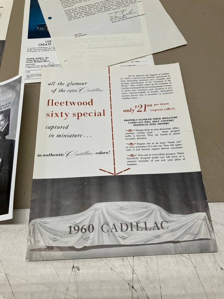 LOT OF VINTAGE ORIGINAL 1960'S JOHAN CADILLAC DEALER/HOBBY STORE FLYERS ...