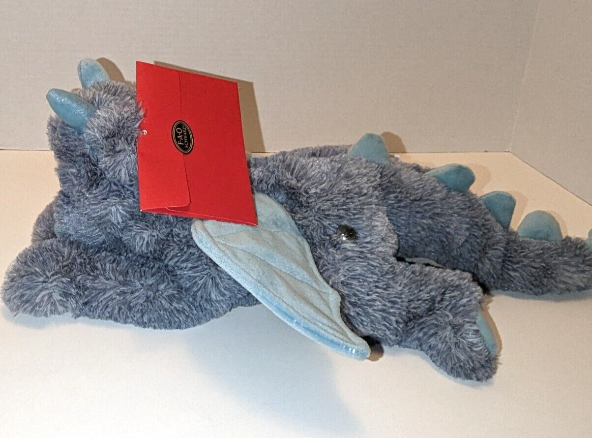FAO Schwarz Dragon Adopt a Pet Enchanted Grey Blue Plush Stuffed Toy 26 ...