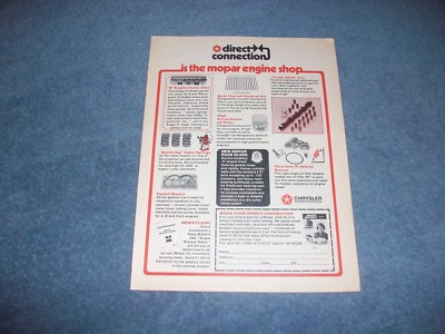 1979 Mopar Direct Connection Vintage Parts Ad "Is the Mopar Engine Shop ...