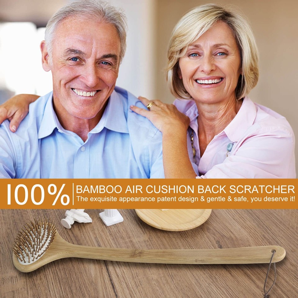 Bamboo Oversize Curved Back Scratcher - Large 104 Wooden Points Provide ...