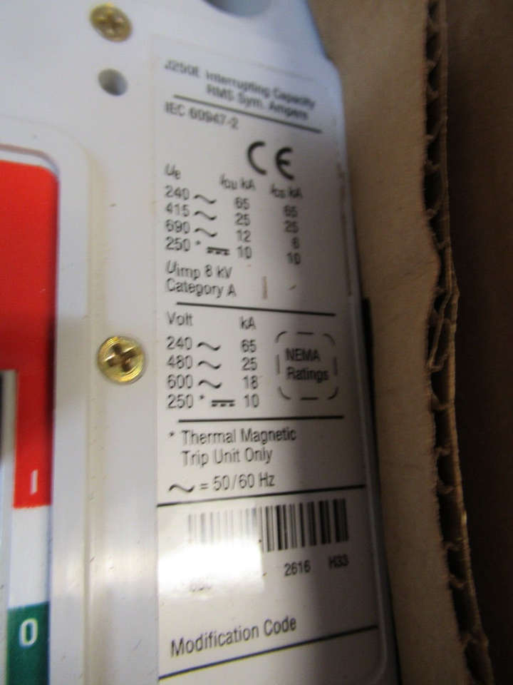 Eaton JGE3250NN JGE3080 J250E Circuit Breaker 80 Amp 690VAC 3 Pole 25K ...