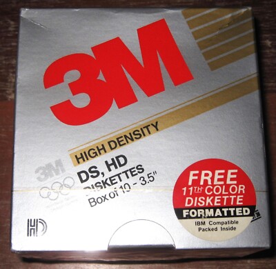 3M Floppy Hard Diskettes DS or HD 3.5 New Sealed Box of 10/11 Bonus ...