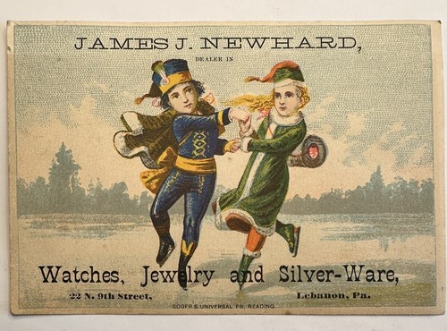 Victorian Jewelers trade Card James Newhard Watches 22 N 9th St Lebanon ...