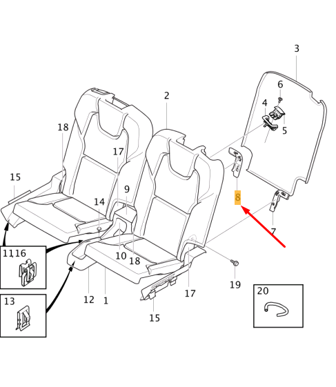 VOLVO XC60 MK2 REAR SEAT PADDING PANEL 3RD ROW RIGHT COVER 39827910 ...