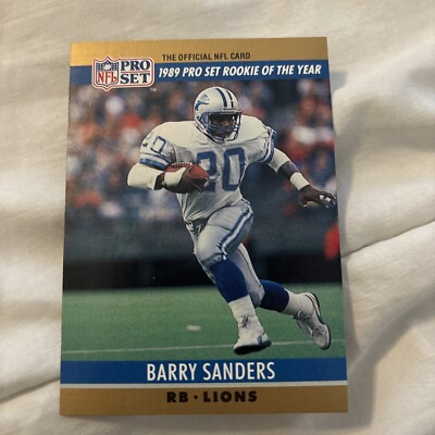 1989 Pro Set Rookie Of the Year Barry Sanders 1990 Rare blank Back Card ...