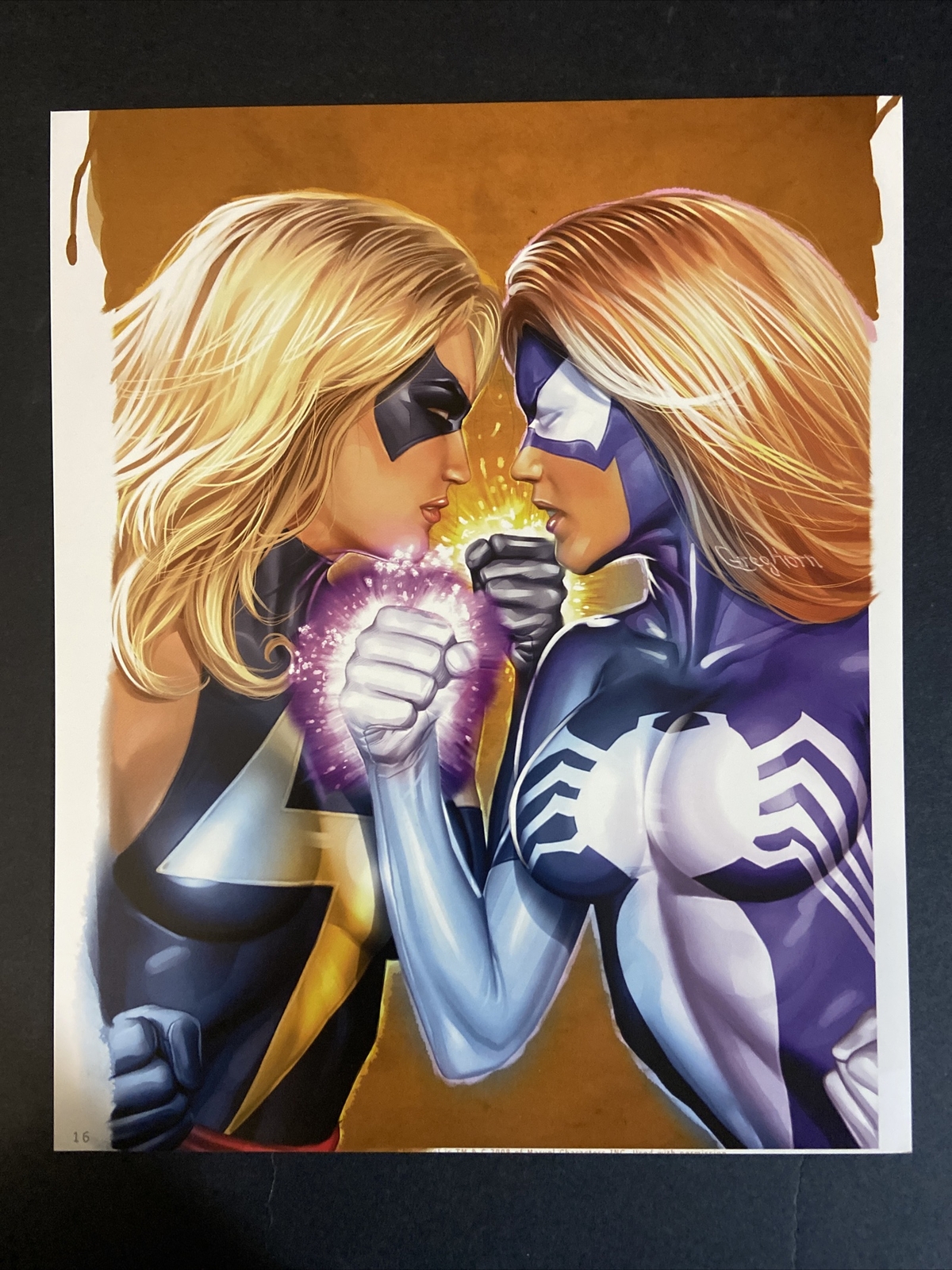 Ms Marvel #14 vs Spider-Woman Marvel Comic Book Poster 8.5x11 Greg Horn ...