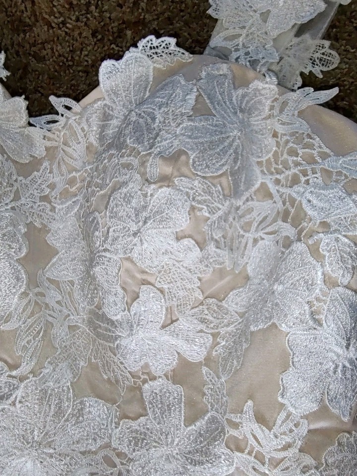 Beautiful Danysu White Lace Over Beige Lining Wedding Gown Dress 16/18 ...