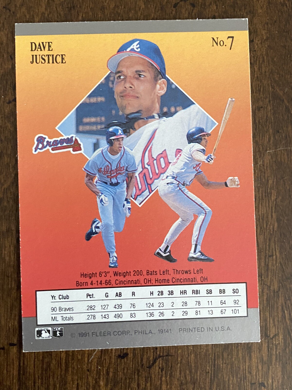 1991 Fleer Ultra David Justice Baseball Card #7 | eBay