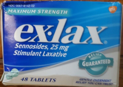 Ex-Lax Maximum Strength Sennosides USP Stimulant Laxative Tab 25 mg 48 ...