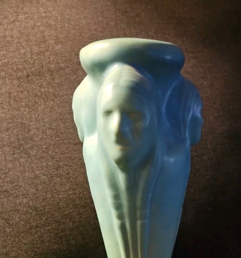 Van Briggle Pottery/Vase, 3 Different Indian Faces/ Rare, Beautiful ...