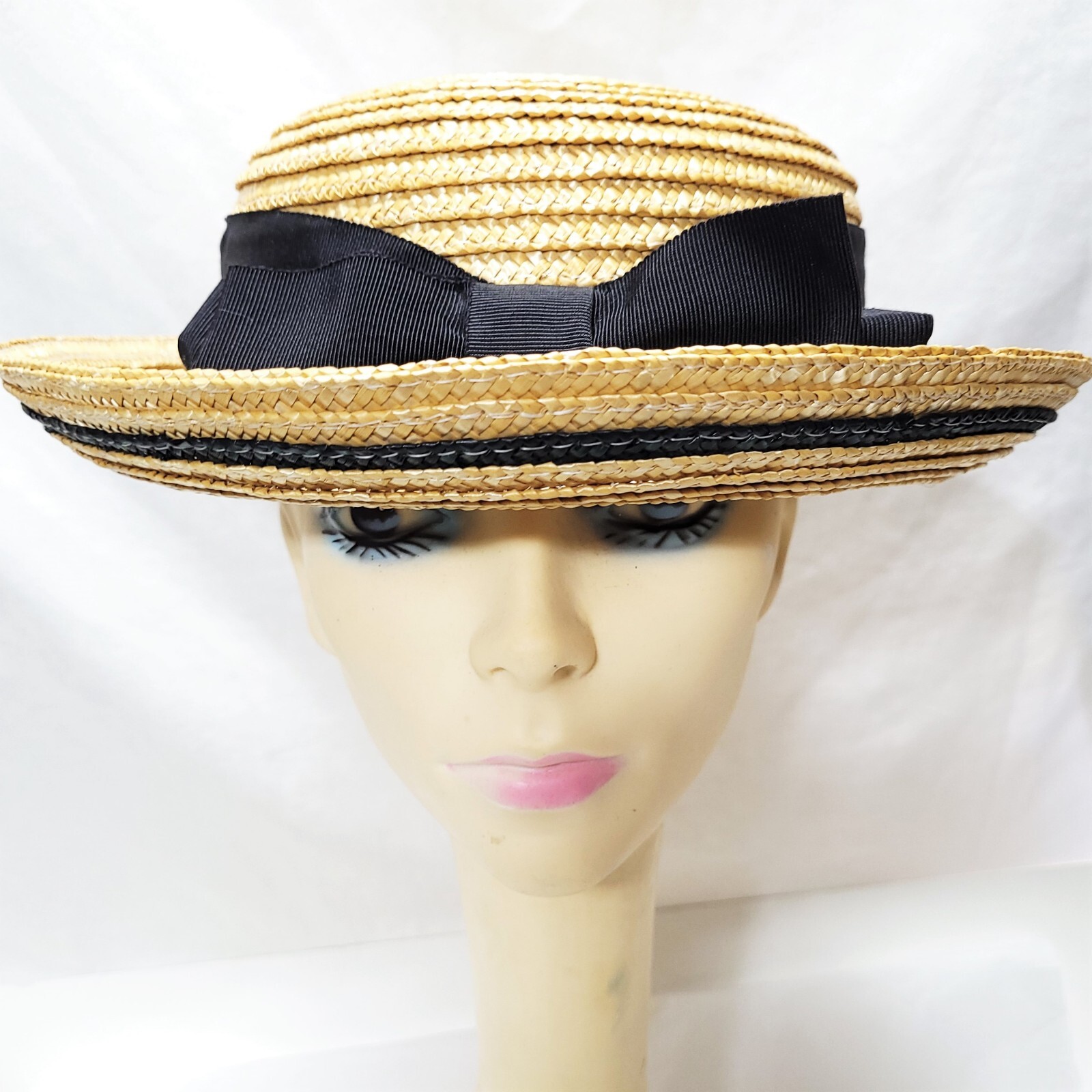 1950*s Original Milsa 2nd Straw Boater Skimmer Hat Gr… - Gem
