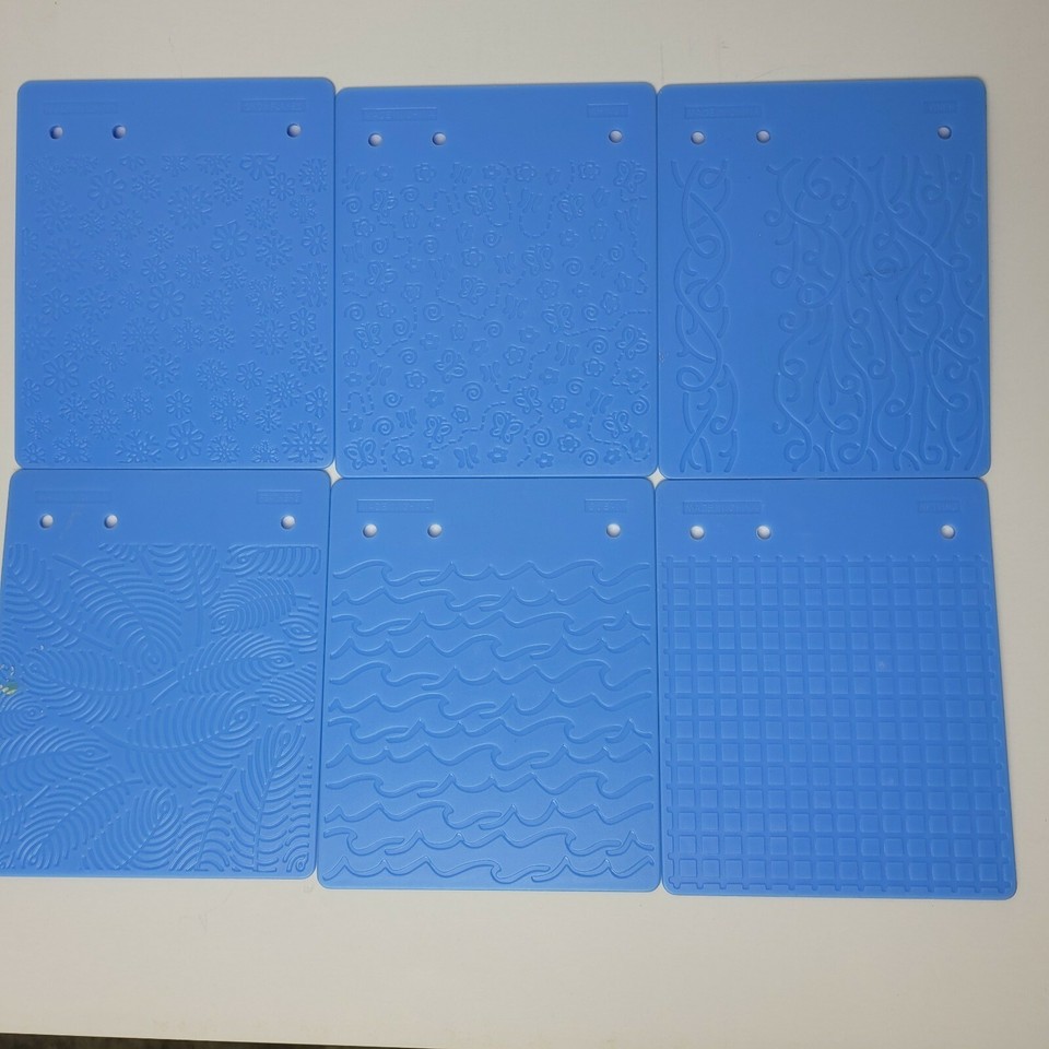 6 Fiskars Double Sided Texture Plates Snow Butterfly Web Rain Waves ...