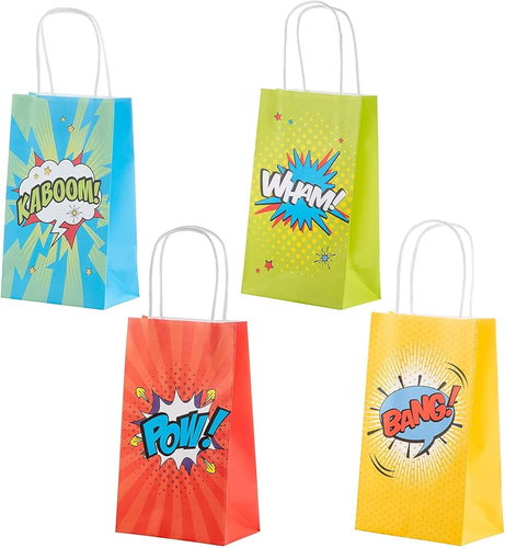 Comic Favor Bags - Paper Bags with Handles - Multicolor Comic Book ...
