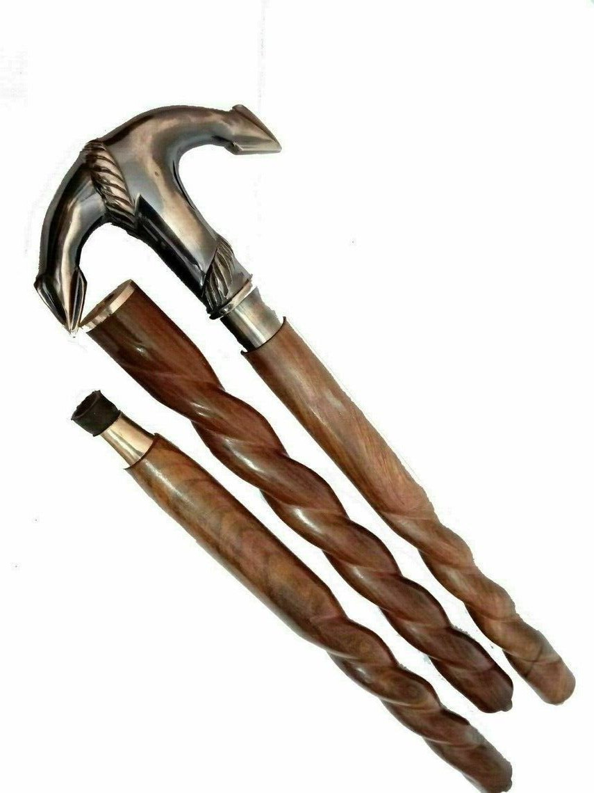 Antique Finish Anchor Designer Handle Walking Stick B… - Gem