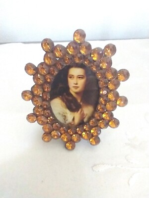 Small Jeweled Picture Frame for 2 x 2 I photo surrounded by Nice Amber ...