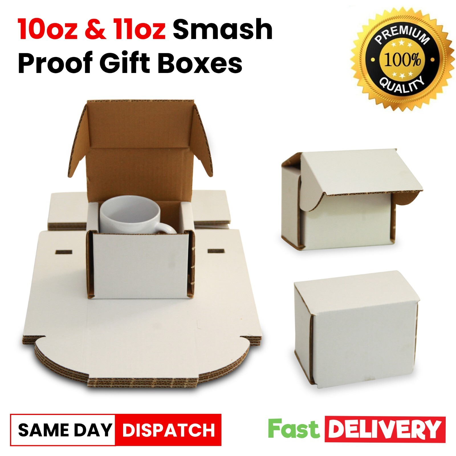 Smash Proof Sublimation Mug Boxes White Gift Packing Mailing 10oz, 11oz ...