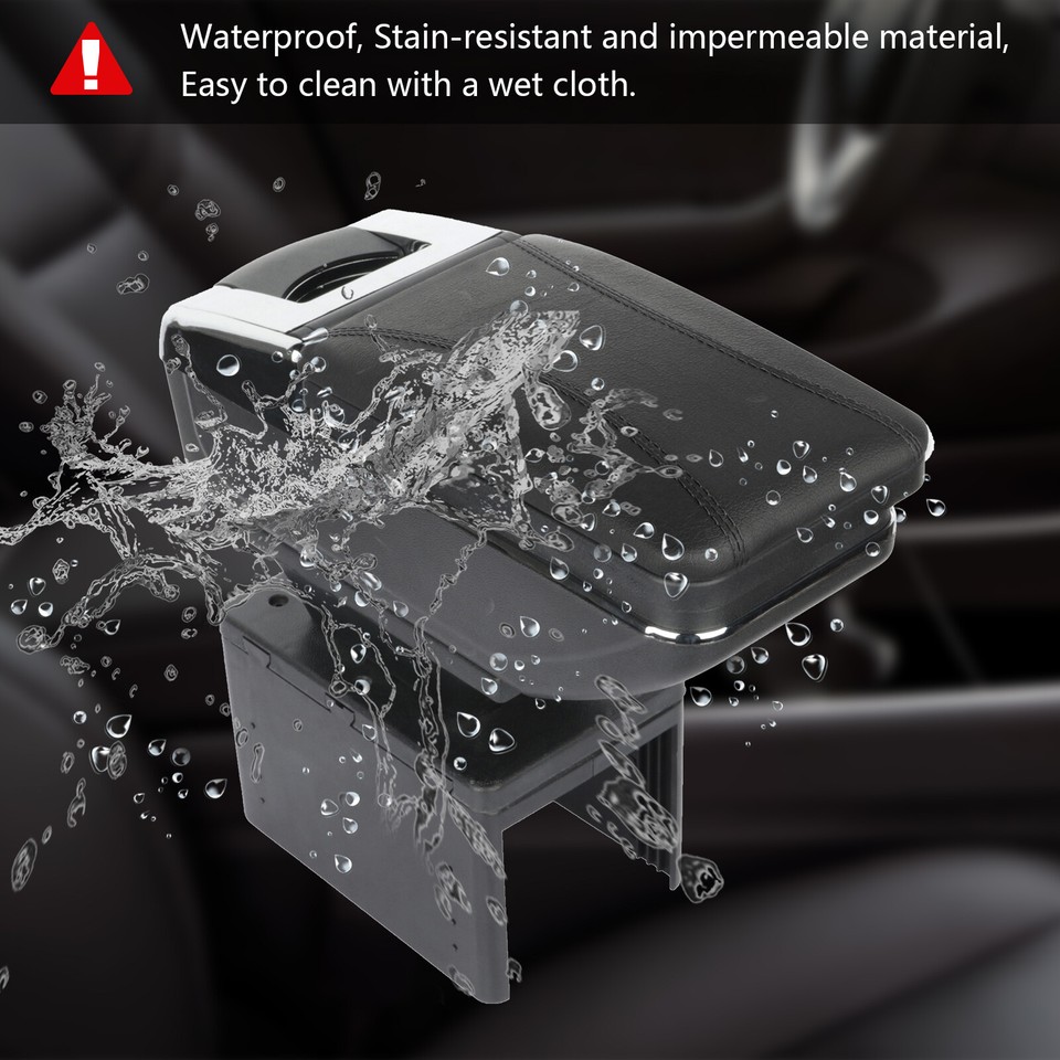 Universal Black Leather Center Console Armrest Storage Box Central ...
