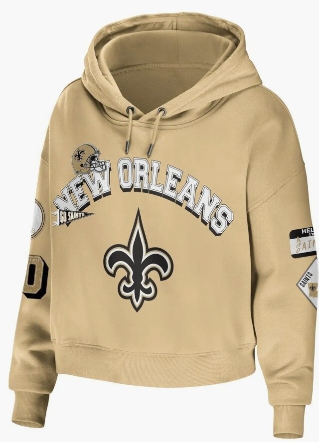 Women's NFL Gold New Orleans Saints Plus Size Modest Cropped Patch ...