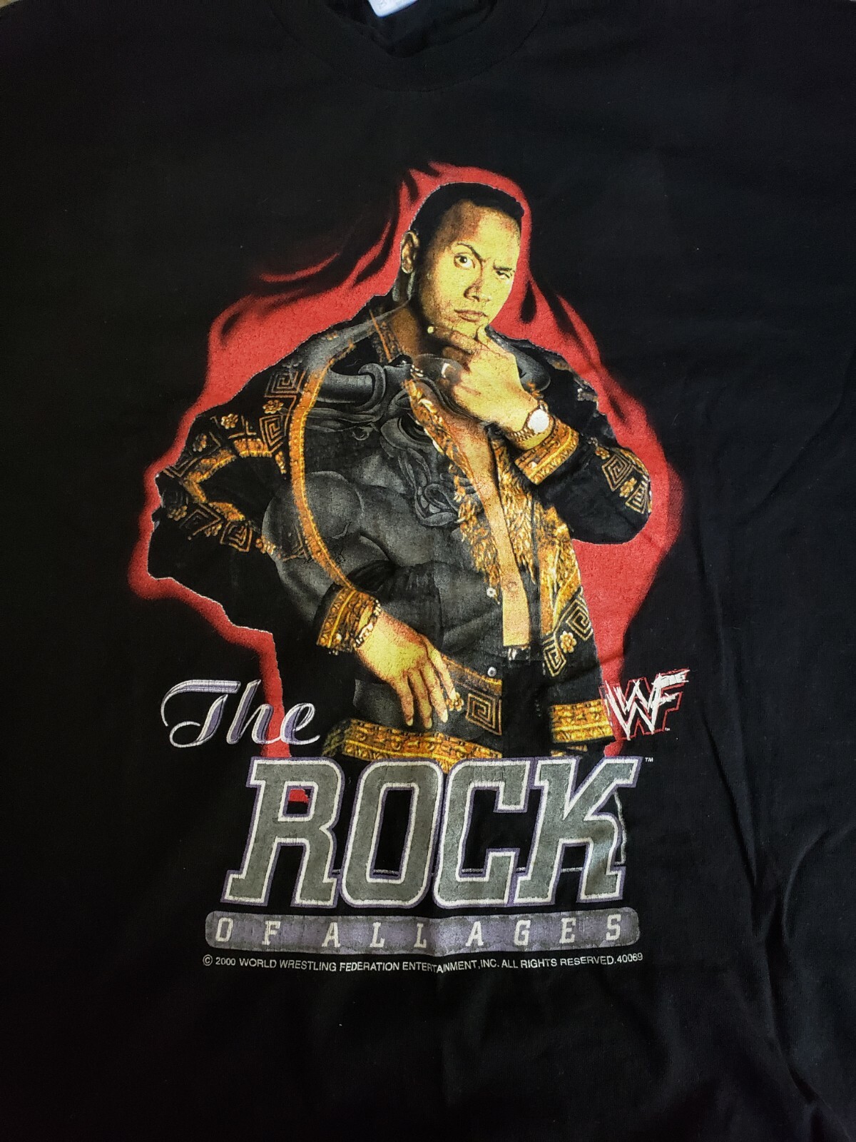 VTG 90s 2000 WWF The Rock Dwayne Johnson Double Sided… - Gem