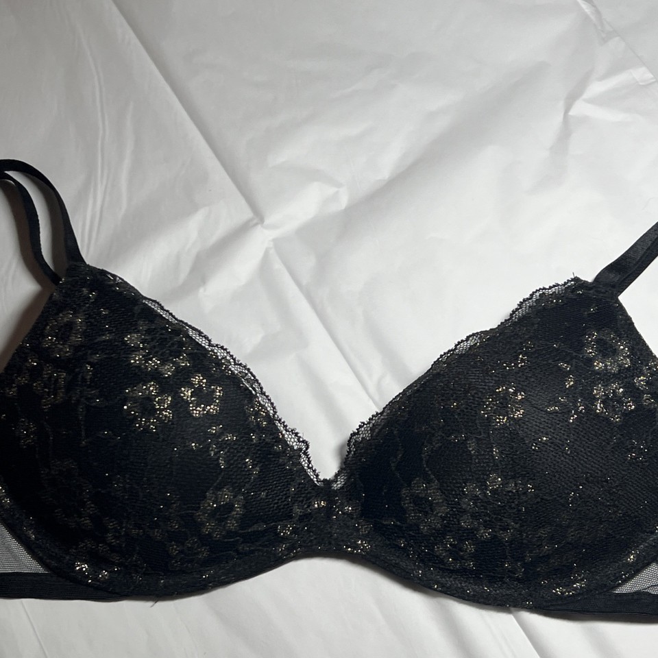 Victoria’s Secret Bra RN54867 CA23226 Padded No Wire Black And Gold ...