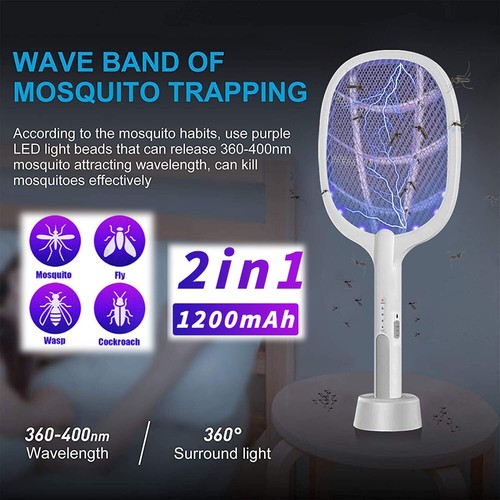 UK Electric Fly Insect Bug Zapper Bat Racket Swatter Mosquito Wasp Pest ...