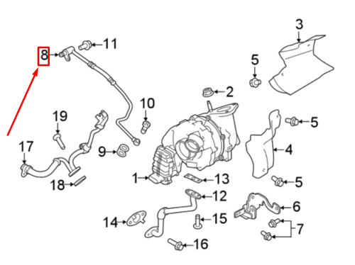 LAND ROVER DISCOVERY L462 Turbocharger Oil Line Tube LR072615 NEW ...
