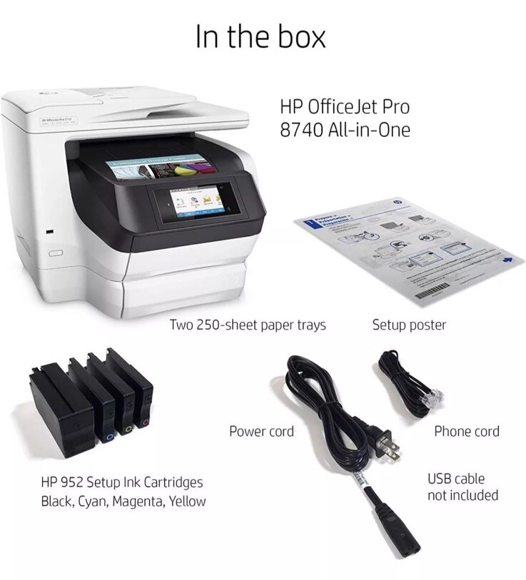 Brand New HP OfficeJet Pro 8740 All-in-One Wireless Color Inkjet ...
