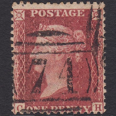 D7_28 GB QV 1857 1d ROSE-RED PLATE 34 SG40-C10(1) CH GU BIRKENHEAD 74 ...