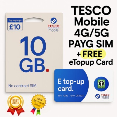TESCO Mobile 4G/5G UK PAYG Data SIM Card + FREE eTopup Card Lot | eBay UK