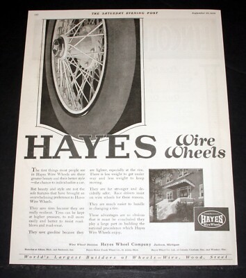 1920 OLD MAGAZINE PRINT AD, HAYES WIRE WHEELS, CHANCE TO INDIVIDUALIZE ...