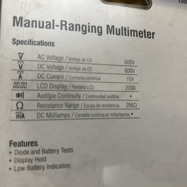 No1 Commercial Electric MS8301A Manual Ranging Digital Multimeter for ...