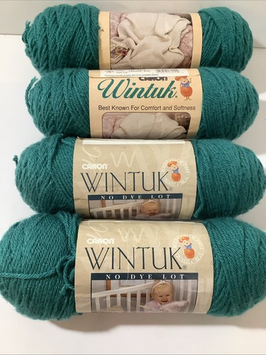 Vintage Caron Wintuk Yarn Fir #3010 LOT of 4 Skeins 3.5 oz Each (Teal ...