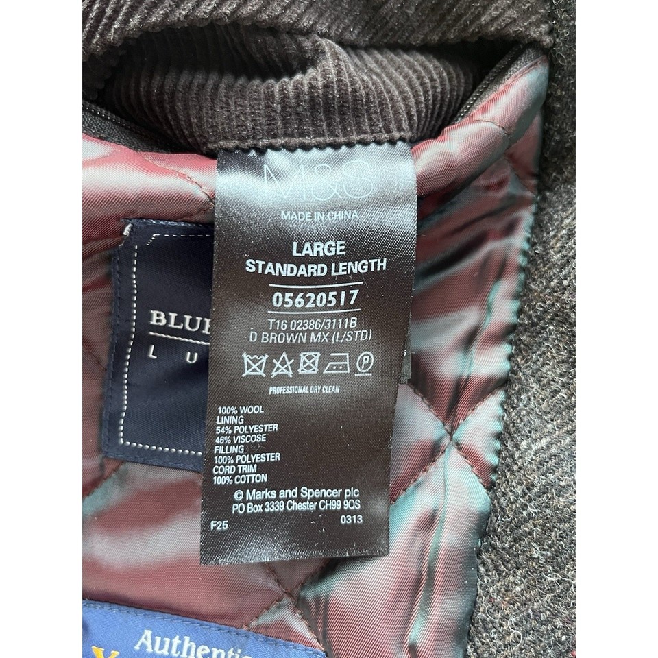 Blue Harbour Moon Tweed Overcoat Men’s Size L Brown Quilted Shooting ...