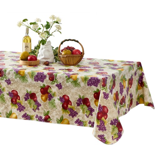 Avalon Fresh Ripe Fruit Vinyl Tablecloth with Flannel Backing - Apples ...