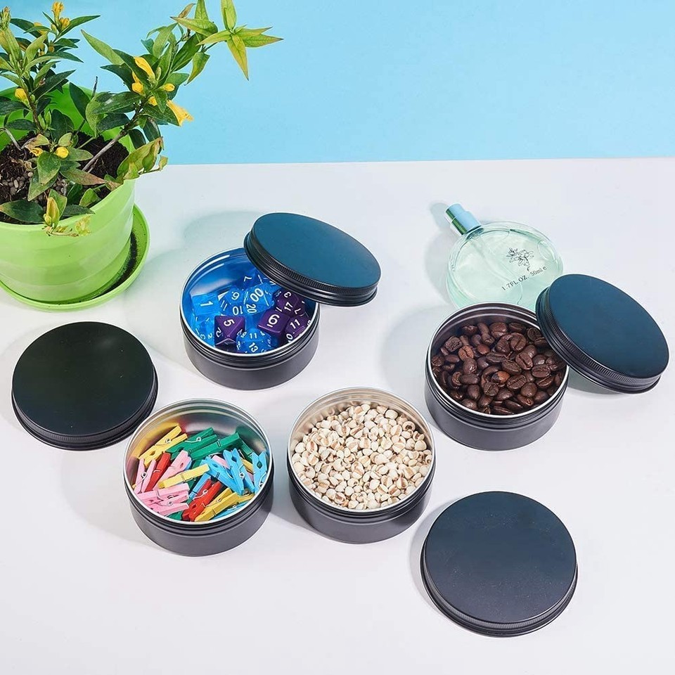 10Packs Empty Jars 80Ml Black Round Aluminum Tin Cans Screw Top Metal ...