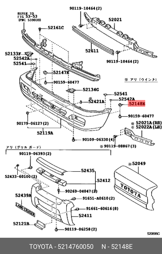 Genuine OE bracket, front bumper mounting, right, 5214760050 for TOYOTA ...