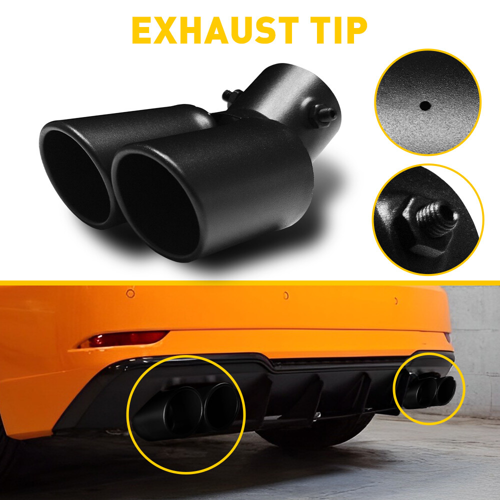 Car Rear Dual Exhaust Pipe Tail Muffler Tip Black Tail Pipe 1.5"-2.4 ...