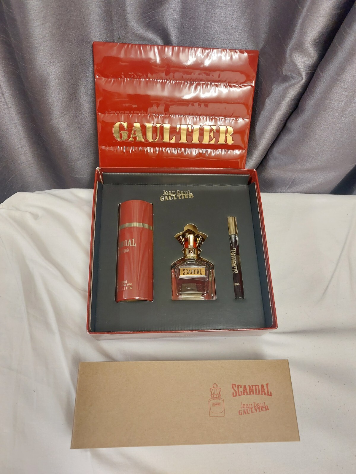 Jean Paul Gaultier Elixir Scandal gift set 50 75ml EDT Shower Gel Mini ...