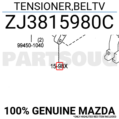 ZJ3815980C Genuine Mazda TENSIONER,BELTV ZJ38-15-980C | eBay