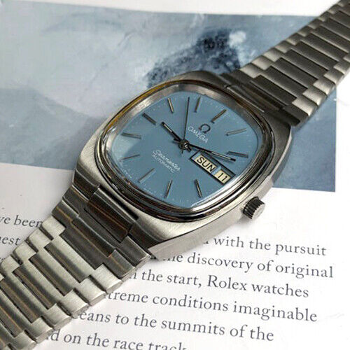 Vintage Omega Seamaster T Automatic Day G Blue Gray Custom Vintage Omega Seamaster T Automatic Day G Blue Gray Custom