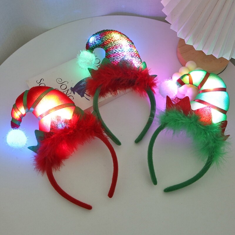Christmas Headband Light Up Elf Hat Holiday Hair Accessories for Girls Women | eBay UK